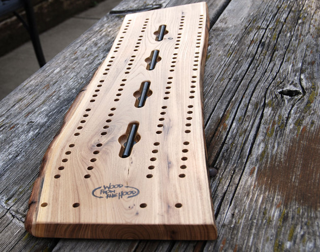 Large Cribbage Board Made From Chinese Elm - Wood From The Hood