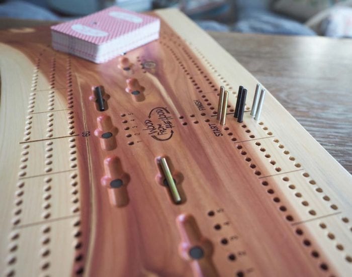 3 Player Cribbage Board Made From Red Cedar - Wood From The Hood