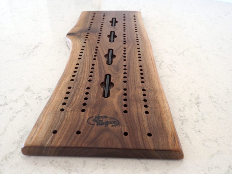 10" x 23" Cribbage Board Large - Black Walnut | Wood From The Hood