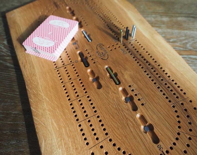 3 Player Cribbage Board Made From White Oak - Wood From The Hood