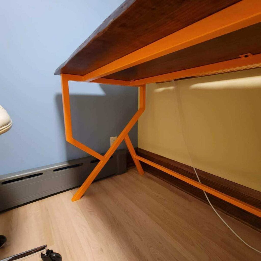 Reclaimed Urban Wood Desks With Painted Metal Bases - Wood From The Hood