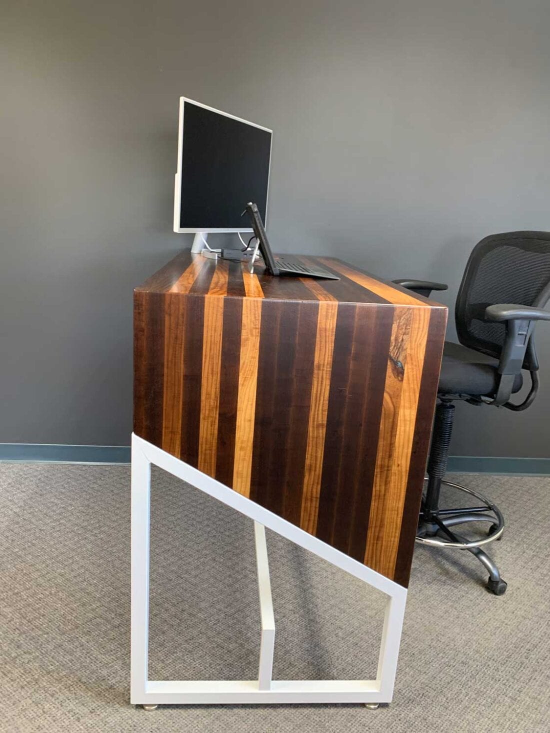 Reclaimed Urban Wood Desks With Painted Metal Bases - Wood From The Hood